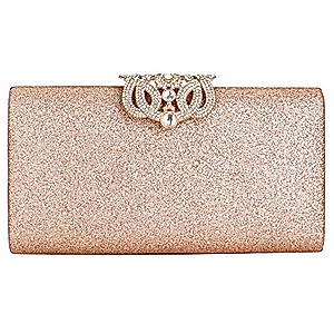 KALINNU Elegant Glitter Evening Bag Clutch Purses for Women Cocktail Party Wedding Bling Sequin Handbag Clutches Wallets (Rose gold color)