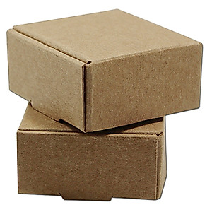 PABCK 1.45x1.45x0.78 inch Mini Brown Aircraft Cardboard Jewellery Boxes Square Gift Wrapping Kraft Paper Soap Box Pack Craftwork Gift Fastener Ear Rings Small Jewellery Favor Treat Box (20)