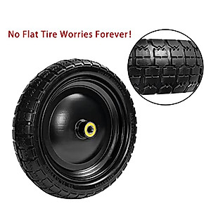 Parts Camp Gorilla Cart Wheels 13-Inch gorilla cart tires replacement 4.00-6 Flat-free Solid Tire and Wheel For Hand Trucks/Garden Carts/Wheelbarrow/Dolly-5/8"Axle Borehole 2.1"Hub offset (2 Pack)