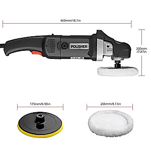 JUSTOOL Buffer Polisher1400W, 8 Variable Speed, 7/6/5Inch RO Rotary Polisher Car Polisher Electric Polisher with Foam/Wool Pads, Sandpaper,Polishing Pads Set for Auto Buffing and Polishing
