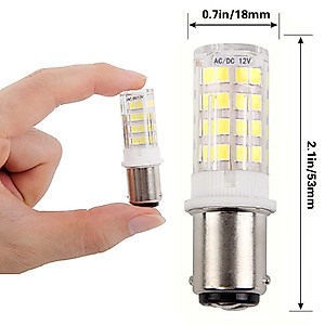 HRYSPN 5W Ba15d LED Light Bulb 12V 24V Daylight White 6000K 35W Equivalent, Double Connect SBC Bayonet LED Replacement Lamp for Interior RV Camper Lighting (Pack of 2)