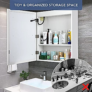 VOWNER Bathroom Medicine Cabinet with LED Lights and Mirror, Wall Mounted Mirror Cabinet with Adjustable Shelf, Defogger, Memory 3-Color Mode, Dimmer, Anti-Fog (20"×24")