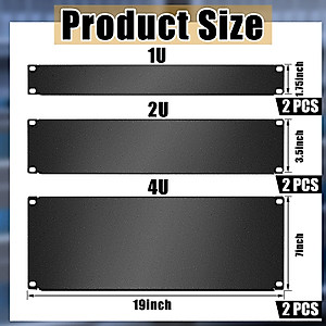 1U,2U,4U Blank Panel Metal Rack Mount Filler Panel Mount Panel Spacer 19 Inches Rack Blanking Panel Kit for Enclosure Server Rack Cabinet Black (6 Pieces)