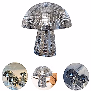 U-D Creative Mushroom Disco Ball Mirror Glitter Retro Silver for Party Stage Props Bedroom Dining Table Decor Shape Home Art Decorations Gift (S-4in), (p15)