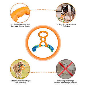 SCHITEC Tug of War Dog Toy, Rubber Rope Pull Toy for Small Medium Dogs, Interactive Play Puppy Teething Chew Toys