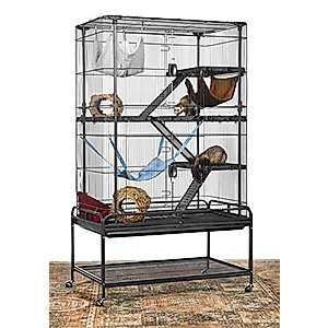 Prevue Pet Products Wrought Iron Flight Cage with Stand, Large Birdcage for Pets, Metal Cage Standing Birdcage, Black Hammertone Finish