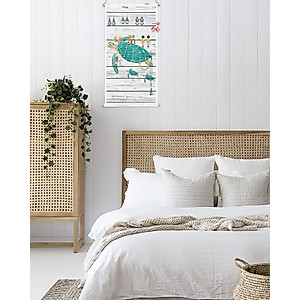 Hanging Earring Jewelry Organizer Ocean Turtle Wood Grain Stub Earring Holder Necklace Earring Display Large Capacity Earring Hanging Organizer for Women Girls 12"x24"