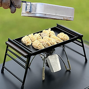 Camping BBQ Plate Set, Portable Foldable Lifting Barbecue Grill Set with Storage Bag for Travel