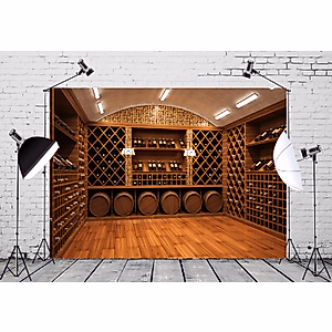 BELECO 10x8ft Fabric Wine Cellar Backdrop Luxurious Wine Vault Winery Backdrops Wine Cabinet Bottles Barrels Background Wine Theme Party Decorations Banner Wallpaper Men Women Adults Photo Props