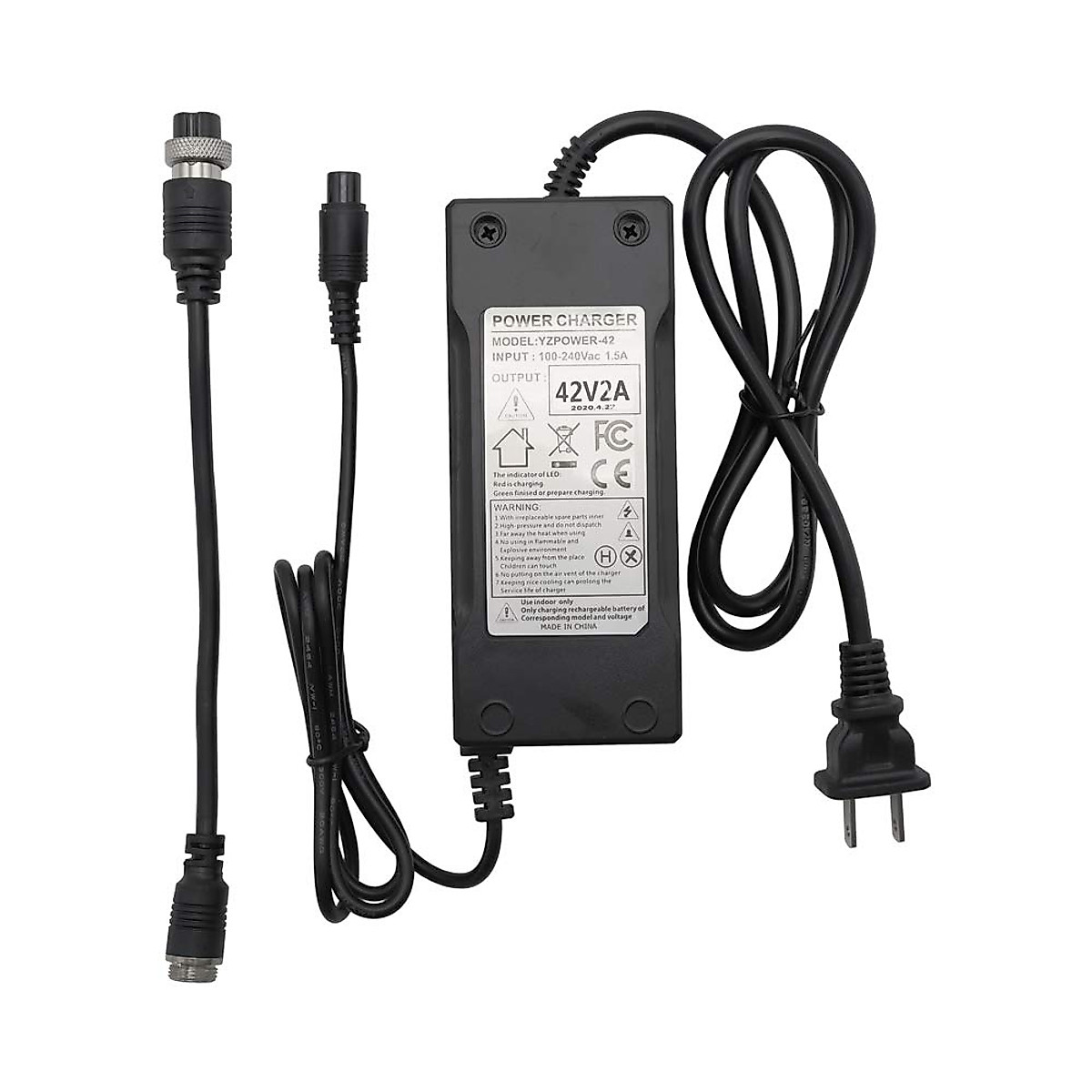 New 42V 2A Battery Charger for 36V Lithium Battery Pocket Mod, Sports Mod, and Dirt Quad 3-Prong Inline Female