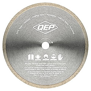 QEP 6-7007GL 7-Inch Continuous Rim Glass Tile Diamond Blade, 7mm Rim Height, 5/8-Inch Arbor, Wet Cutting, 8730 Max RPM