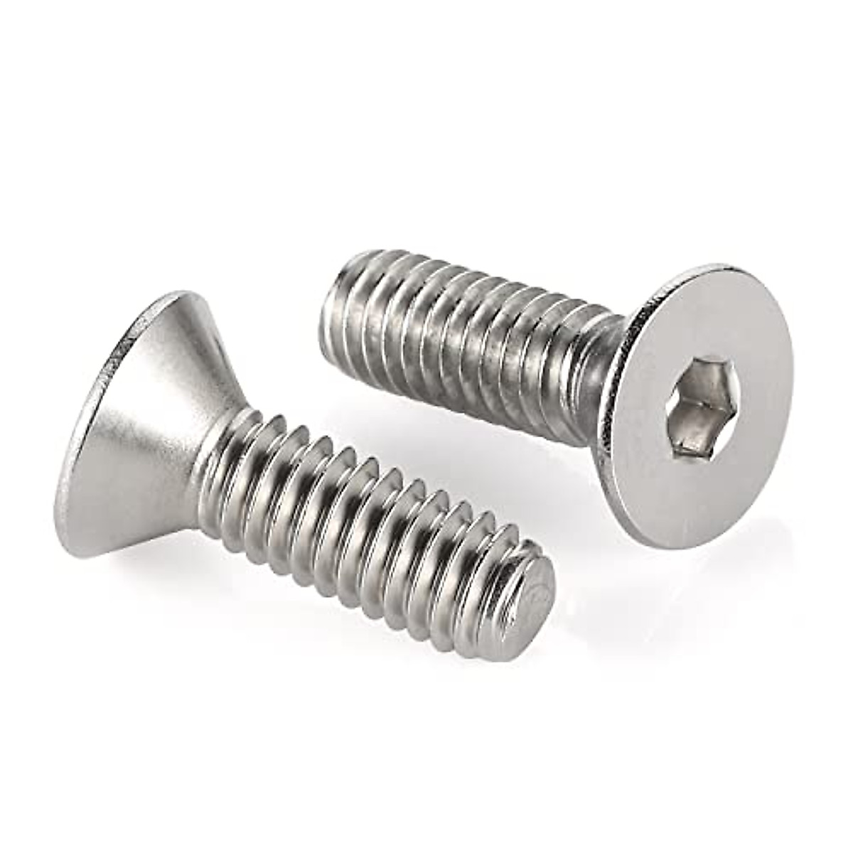 M6-1.0 x 20MM Flat Head Socket Cap Bolts, Allen Socket Drive Full Thread Bolt, Stainless Steel 304(18-8), Bright Finish, Quantity 50