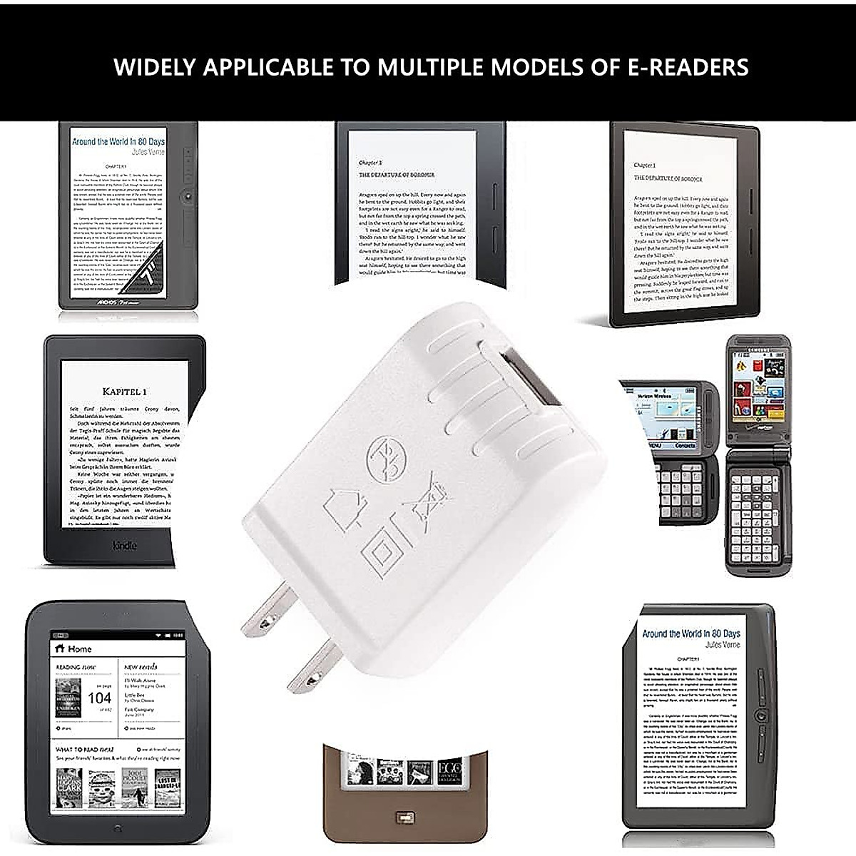 UL Certified Power Adapter 5V 1A USB Wall Charger 1000mA DC Power Supply Compatible with All USB Plug 5V-1A Type A,5Pcs