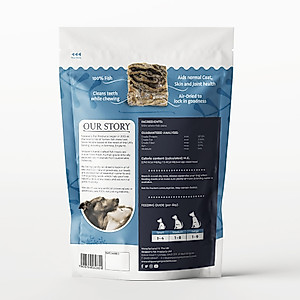 SKIPPER'S Cod Fish Skin Small Jerky Cubes - Gently Air Dried Single Ingredient Cod Skin Dog Treats, Rich in Omega 3 & Grain Free Crunchy Bites, Hypoallergenic & Gluten Free | Great for Teeth (2.5 Oz)