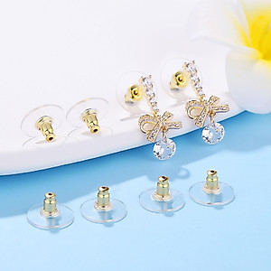 Earring Backs, Kerryjewl 100pcs Flat Earring Backs for Studs/Droopy Ears, Hypoallergenic Secure Screw on Earring Backs Earring Backings Earring Backs for Heavy Earring(Gold)