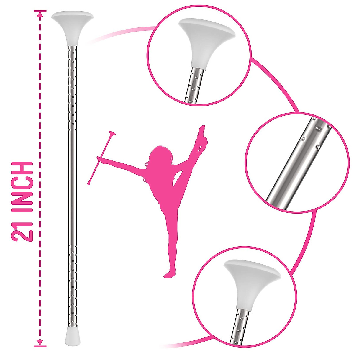 ABOAT 21" White Baton Twirling Marching Batons Mini Shaft Baton Cheerleader Dance Baton (21 inch 2Pack, White)