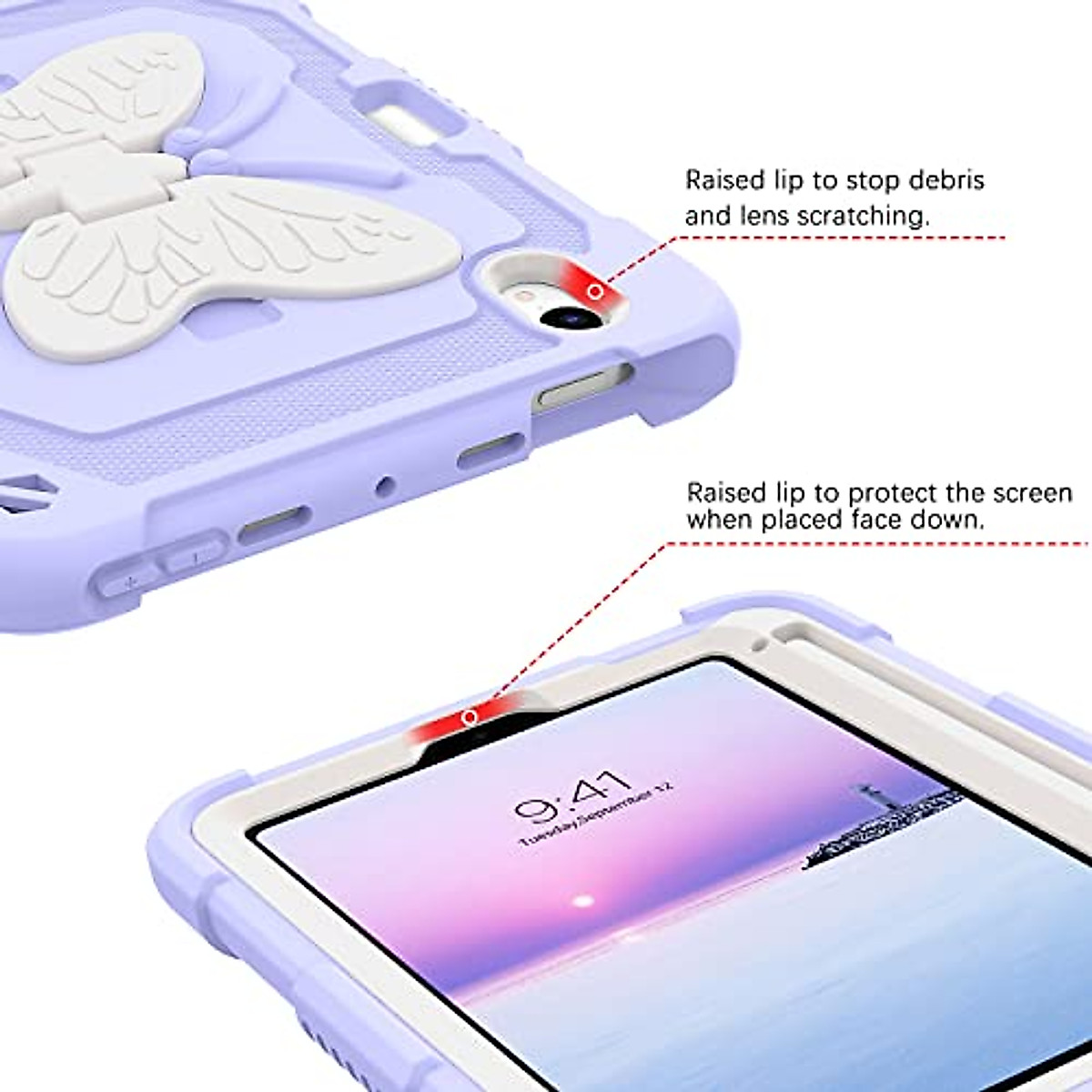 BENTOBEN iPad Mini 6 Case, 2021 iPad Mini 6th Generation Case with Pencil Holder 2 in 1 Heavy Duty Rugged Shockproof Kickstand Hybrid Bumper Protective Girl Women Boy Mini 6 Tablet Cover,Purple Design