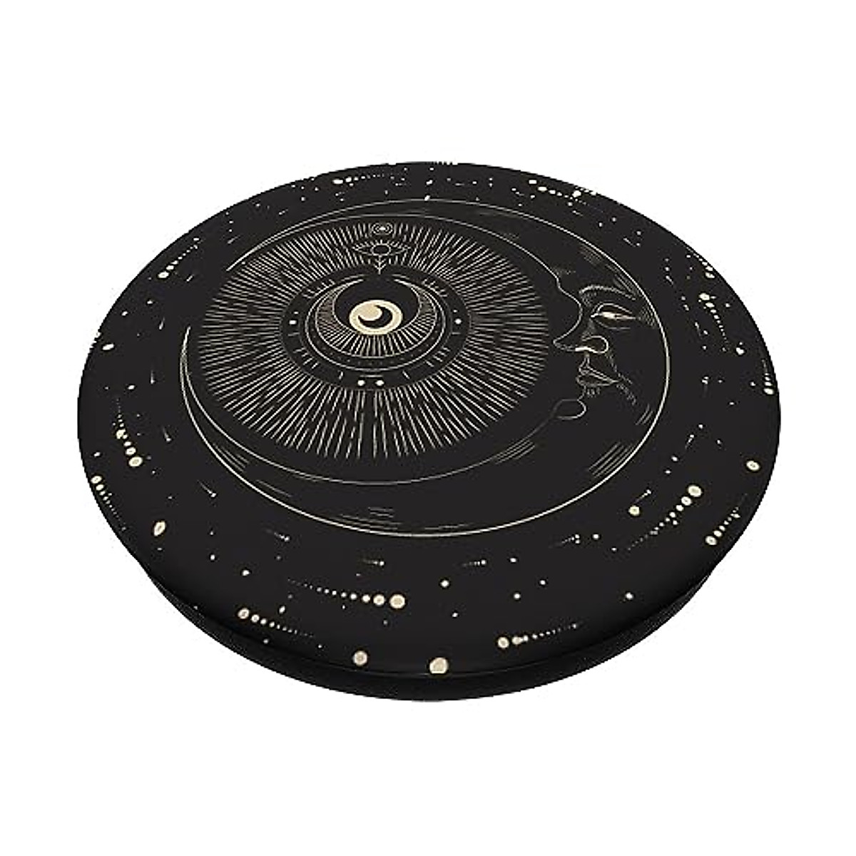 Mystic Astrology Moon Sun Stars Planets Pattern Black PopSockets Standard PopGrip