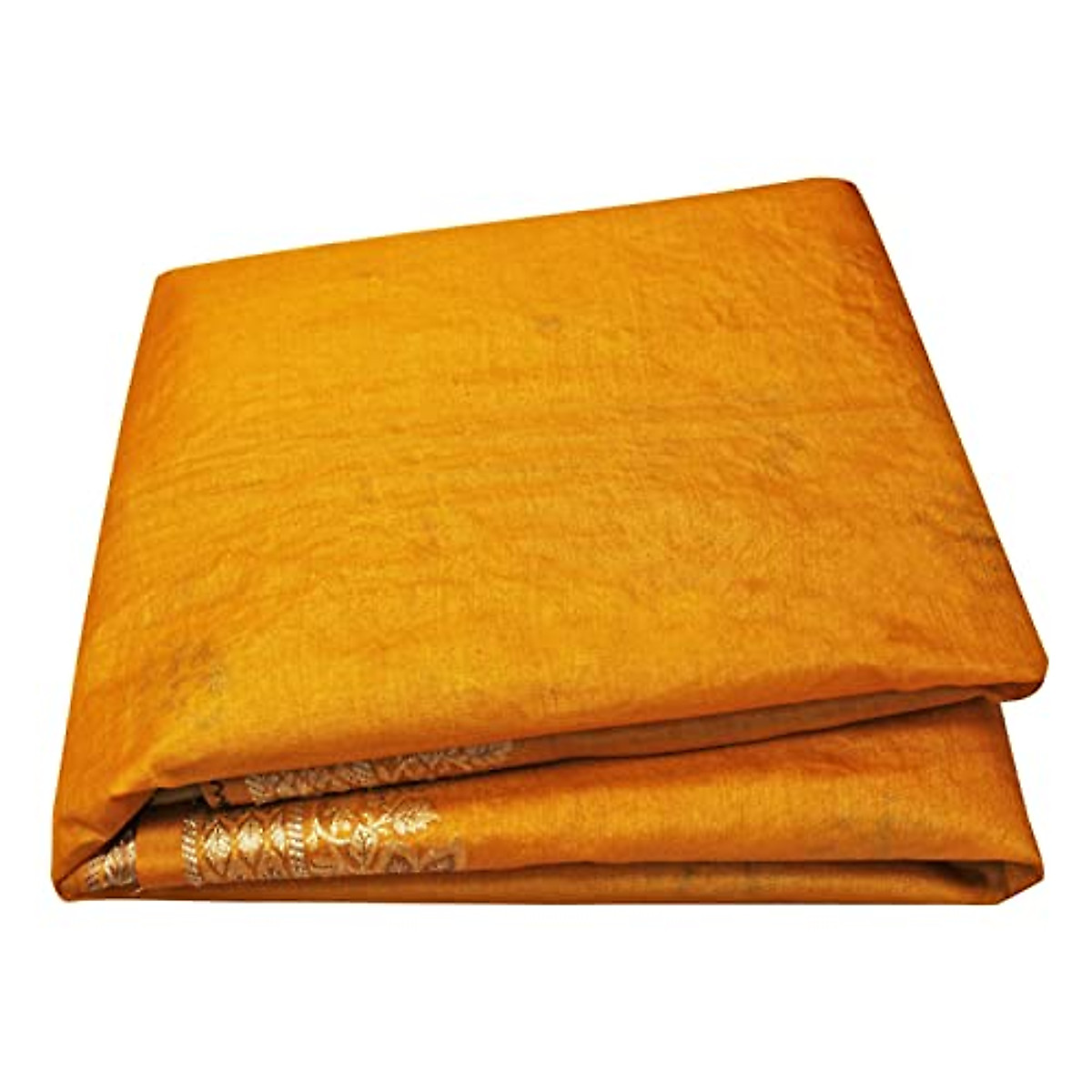 Peegli Vintage 100% Pure Silk Saree Yellow Woven Dress Making Fabric DIY Craft Sari