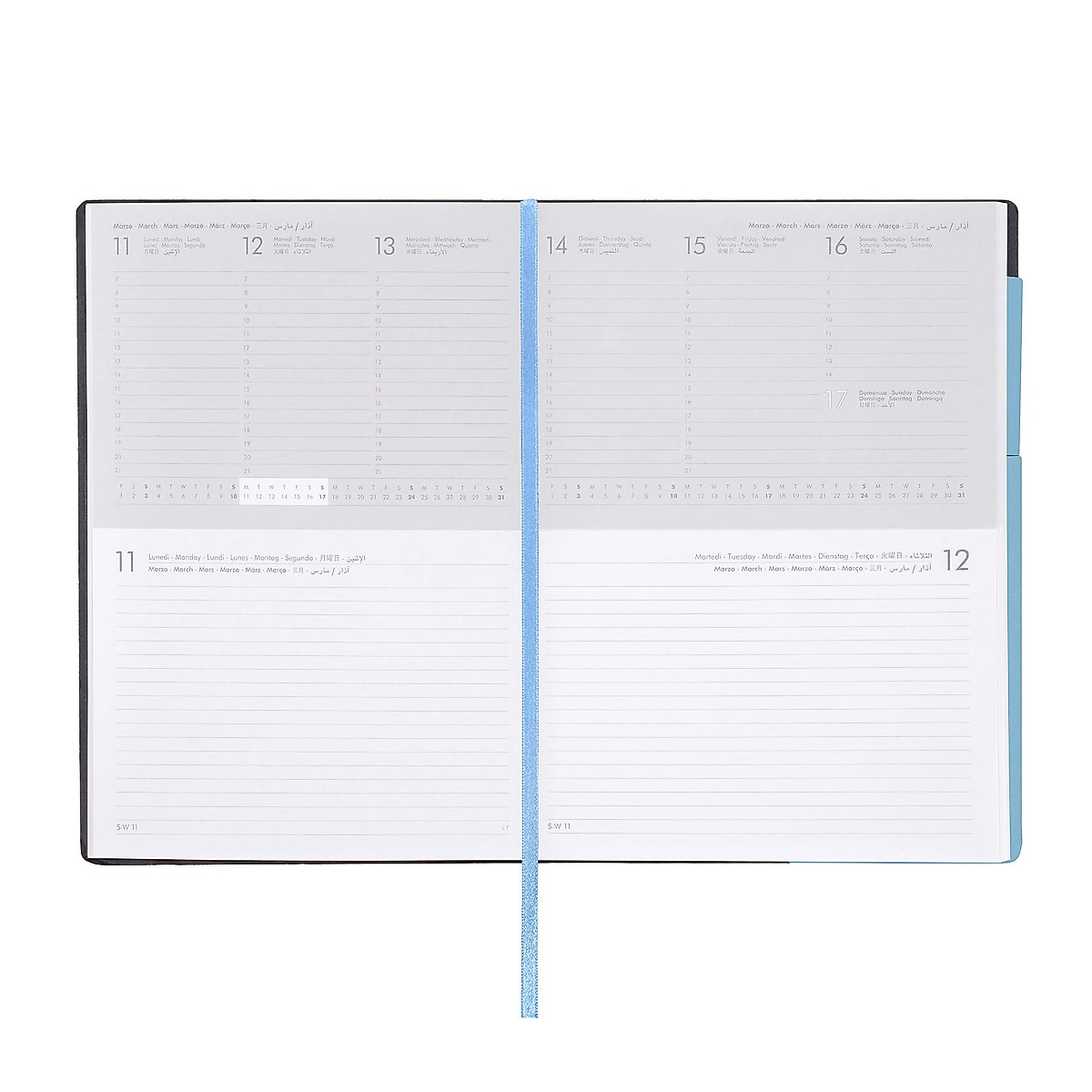 Legami - Large Weekly & Daily Planner, 12 Months, January 2024 December 2024, Detail Days at the top, Week Vision at the bottom, 17x24 cm, Color Crystal blue