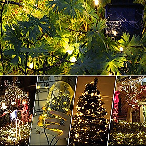 Xunata 171ft Solar Christmas Light, 500 Units LED 2 Modes Solar Powered Fairy String Lights for Outdoor, Gardens, Homes, Wedding, Christmas Party, Waterproof (Warm White)