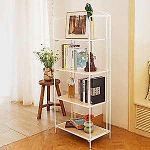 Crofy No Assembly Folding Bookshelf for Living Room, 4 Tier White Collapsible Book Shelf for Home Office, Portable Bookcase Storage Organizer