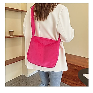 Y2k Bag Furry Wallet Y2k Fashion Fluffy Shoulder Bag Cute Tote Aesthetic Wallet Fairy Grungegrunge Accessories Y2k Purse (Rose red)