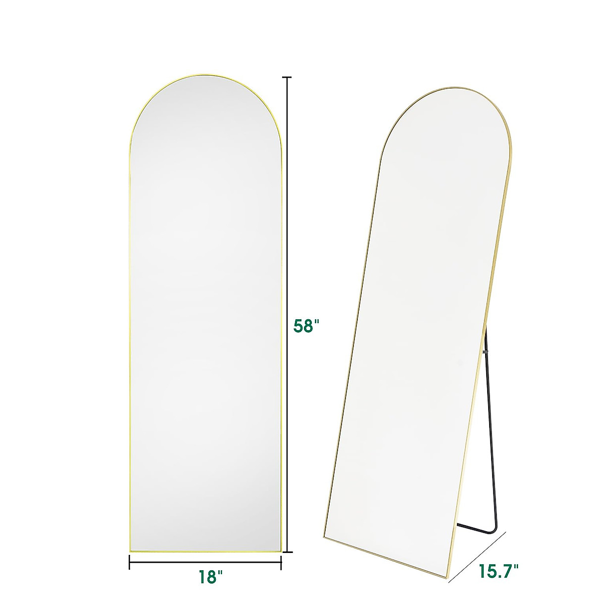 BEVERDY Arched Full Length Mirror - 18"58" Floor & Wall Mounted Mirror for Bedroom & Living Room, Gold