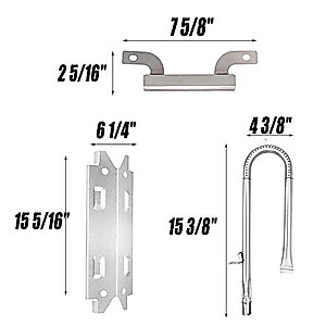 Wondjiont Grill Burners, Heat Shield/Plate Tent/Burner Cover/Flame Tamer & Crossover Tube, Replacement Parts Kit for Brinkmann 810-3661-F