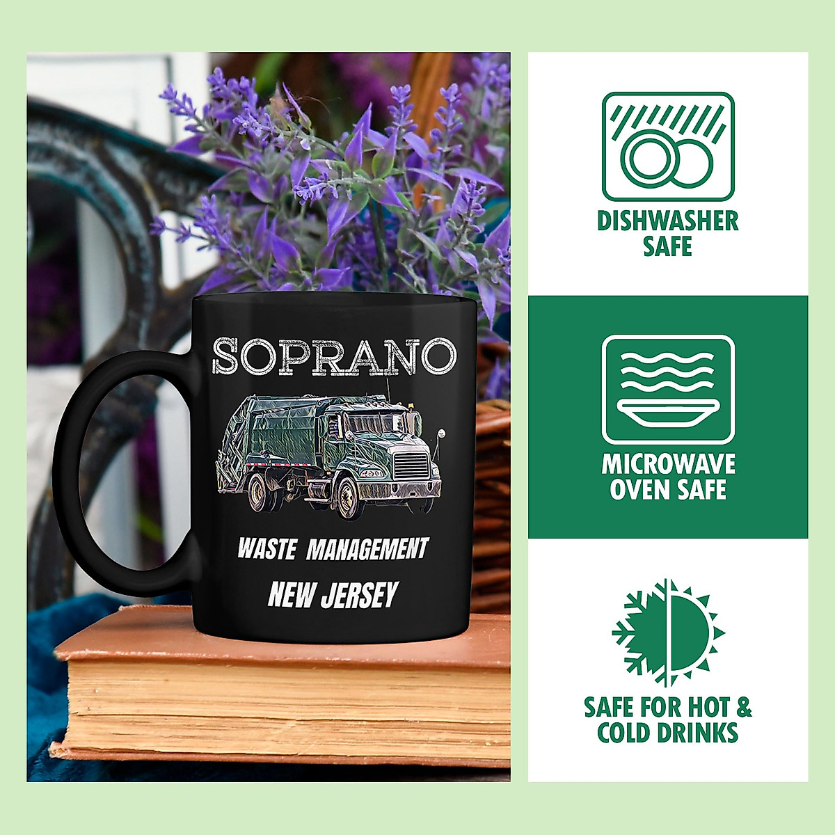 Tuantuyetvoi Soprano Garbage Truck Waste Management Black Coffee Mug 11oz…