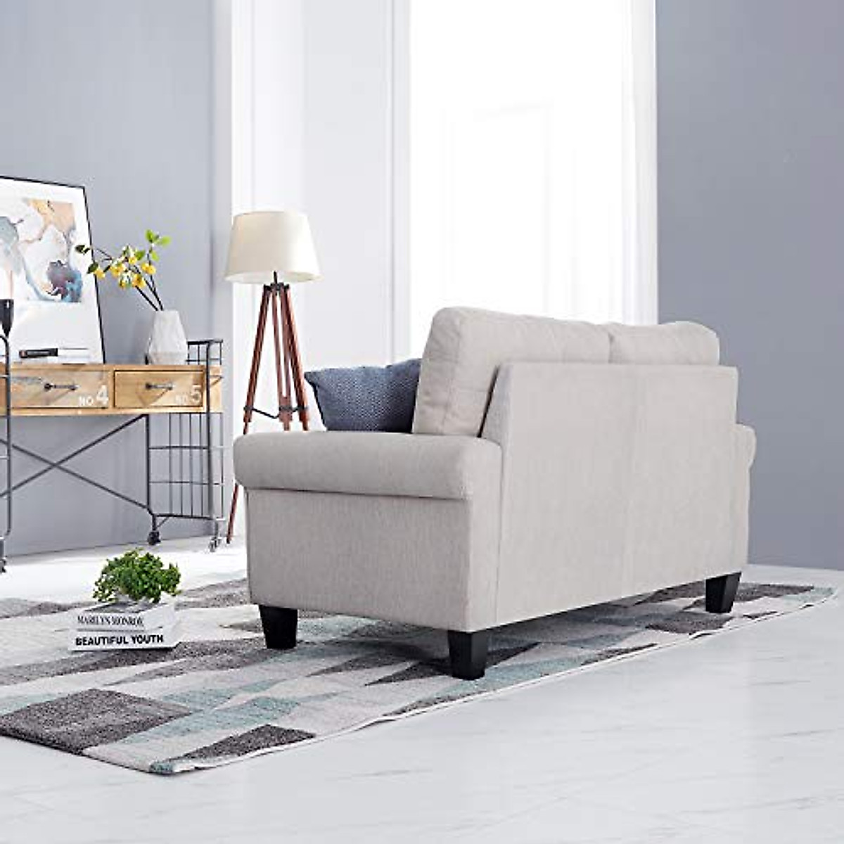 LOKATSE HOME Upholstered Loveseat Sofa Comfortable Modern Couch Indoor Furniture for Living Room, Bedroom, Office, Beige