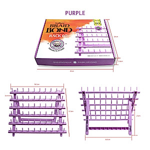 Laflare Braid Rack 60 Spools, PP Braiding Hair Stand, Thread Rack, Sewing Organizer, Quilting, Embroidery - Versatile Extension Holder (Purple)