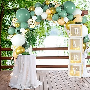 Libima 117 Pcs Jungle Party Decorations Balloon Garland Arch Kit with 48 Pcs 7 Kinds Artificial Palm Leaves Tropical Fake Leaves, Monstera Leaves for Baby Shower Safari Birthday Wedding Decoration