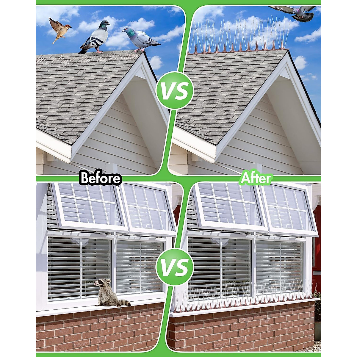 CIIC Bird Spikes, 16 Pack Stainless Steel Anti Bird Spikes, Bird Deterrents for Outside Pigeon Spikes, Bird Repellent Devices for Garden Fence Wall Coverage 16.4 Feet