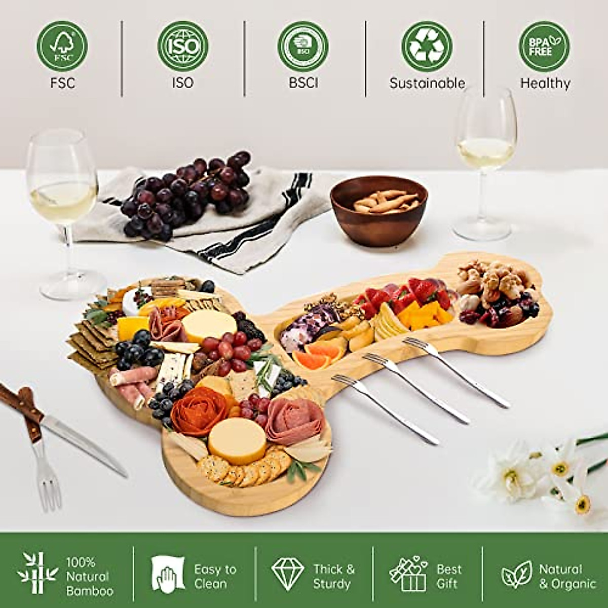 LAZY TIGER Birthday Gift for Women, Upgraded Charcuterie Board Cheese Board,Bamboo Aperitif Boards, Bachelorette Party Favors L700