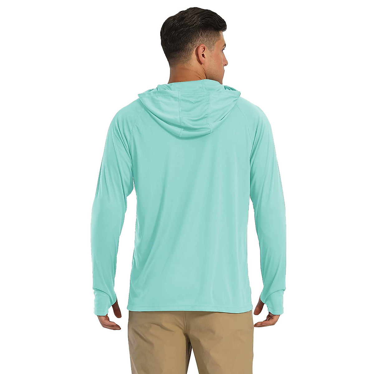 MAGCOMSEN Long Sleeve T Shirt Men UPF 50+ Quick Dry Fishing Shirts Workout Running Shirts Active Hiking Shirts Athletic T-Shirt Lake Blue