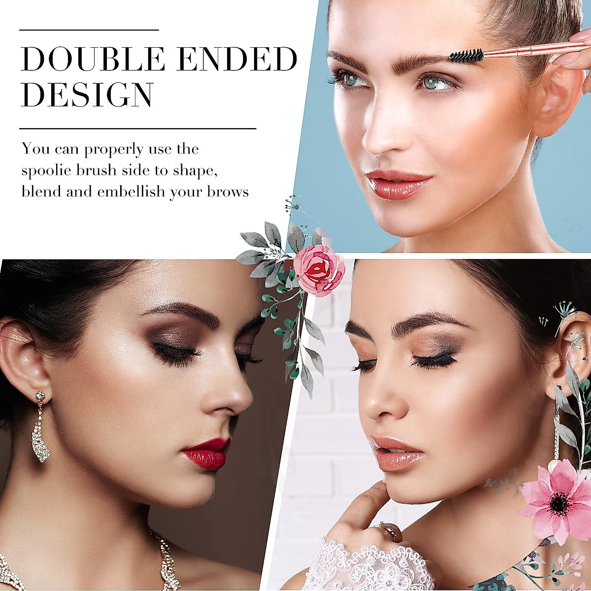 12 Pieces Eyebrow Brush Angled Eye Brow Brush and Spoolie Brush Double Ended Eyebrow Brushes Multi-functional Mini Eyelash Brushes for Precision Application Blending Tinting Eyebrow Powders Waxes Gels