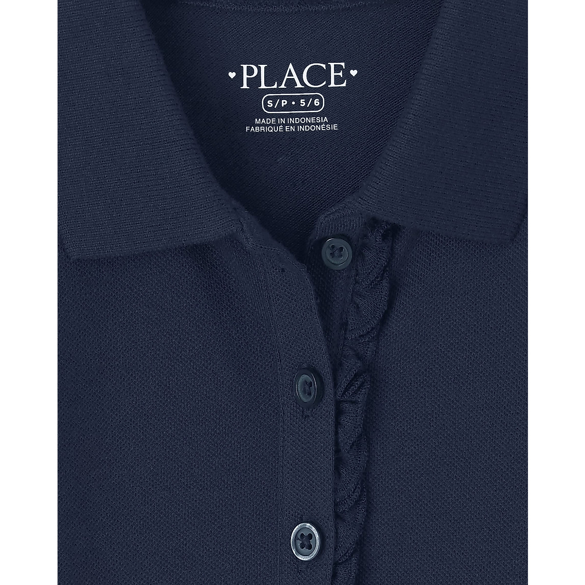 The Children's Place Girl's Long Sleeve Ruffle Pique Polo, Tidal, Small