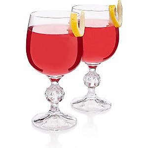 Czech Bohemian Crystal Glass Wine Glasses 8oz./230ml. Set of 6 "Sterna" Vintage Design Elegant Stem Goblets Wine Champagne Wedding Birthday Housewarming Anniversary