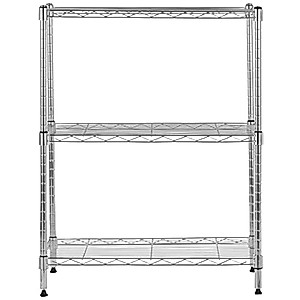 Amazon Basics 3-Shelf Adjustable, Heavy Duty Storage Shelving Unit (250 lbs loading capacity per shelf), Steel Organizer Wire Rack, Chrome, 23.2" L x 13.4" W x 30" H