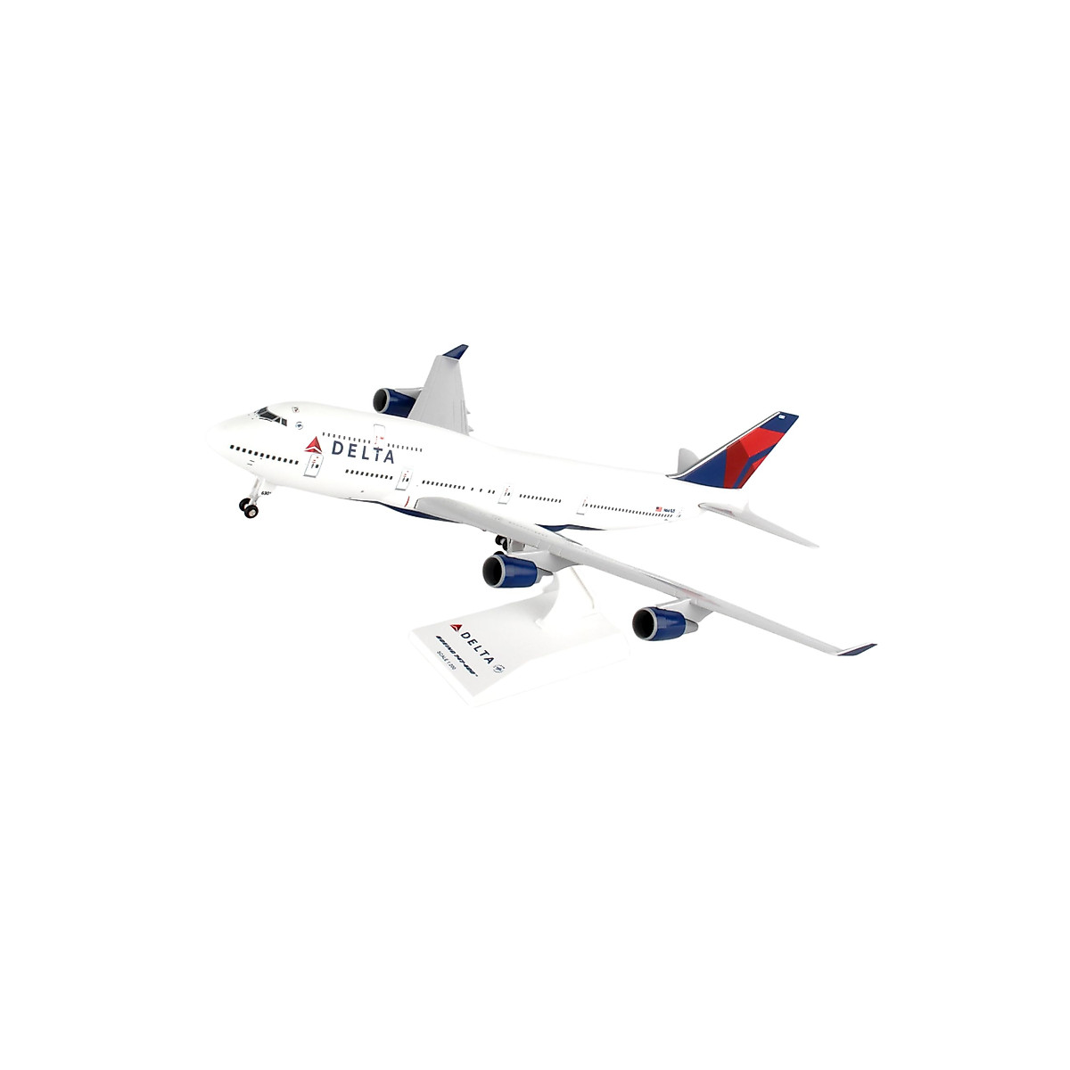Daron Skymarks Delta 747-400 Airplane Model Building Kit with Gear, 1/200-Scale , White