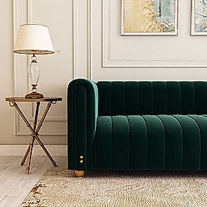 STORFENBOR 82" Velvet Sofa, Modern Living Room Couch with Soft Cushion & Firm Lges, 3 People 750LBs Bearing Capacity Sofa for Bedroom Apartment Office (Green)