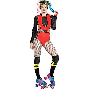 Party City Harley Quinn Roller Derby Halloween Costume for Women, Birds of Prey, Large, Includes Accessories