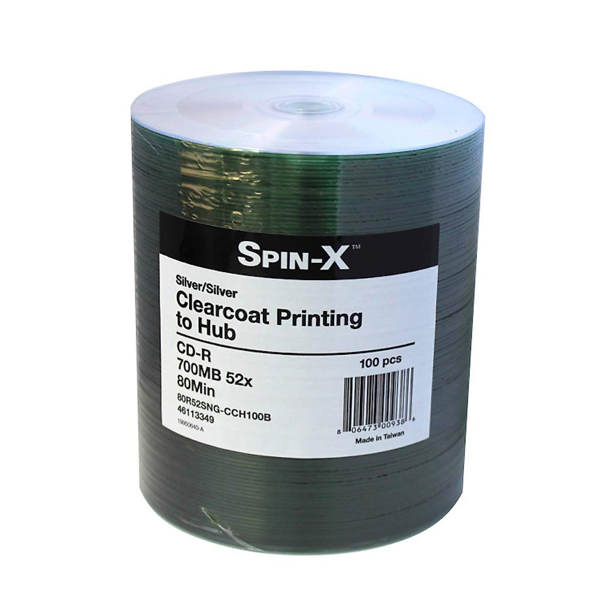 100 Spin-X 52x CD-R 80min 700MB Clear Coat Hub Top
