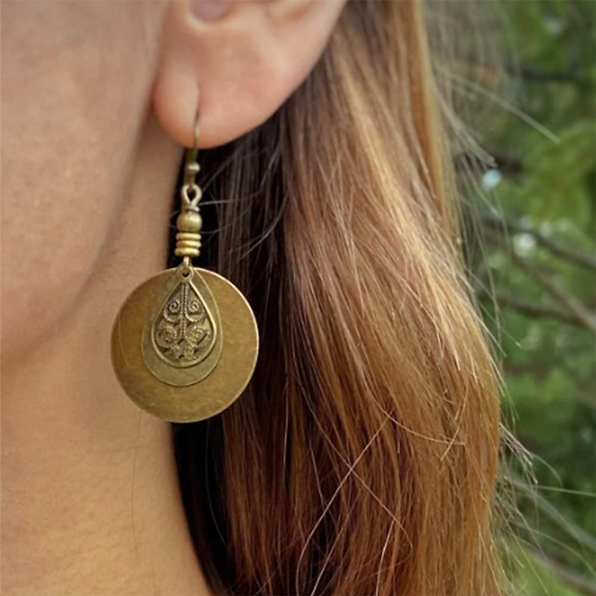Bohemian - Brass Dangle Earrings - Ethnic Jewelry