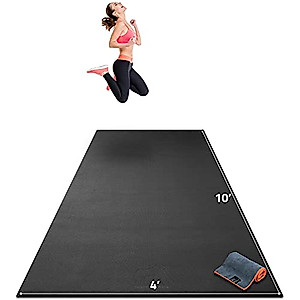 Premium Extra Large Exercise Mat - 10' x 4' x 1/4" Ultra Durable, Non-Slip, Workout Mats for Home Gym Flooring - Plyo, MMA, Cardio Mat - Use With or Without Shoes (120" Long x 48" Wide x 6mm Thick)