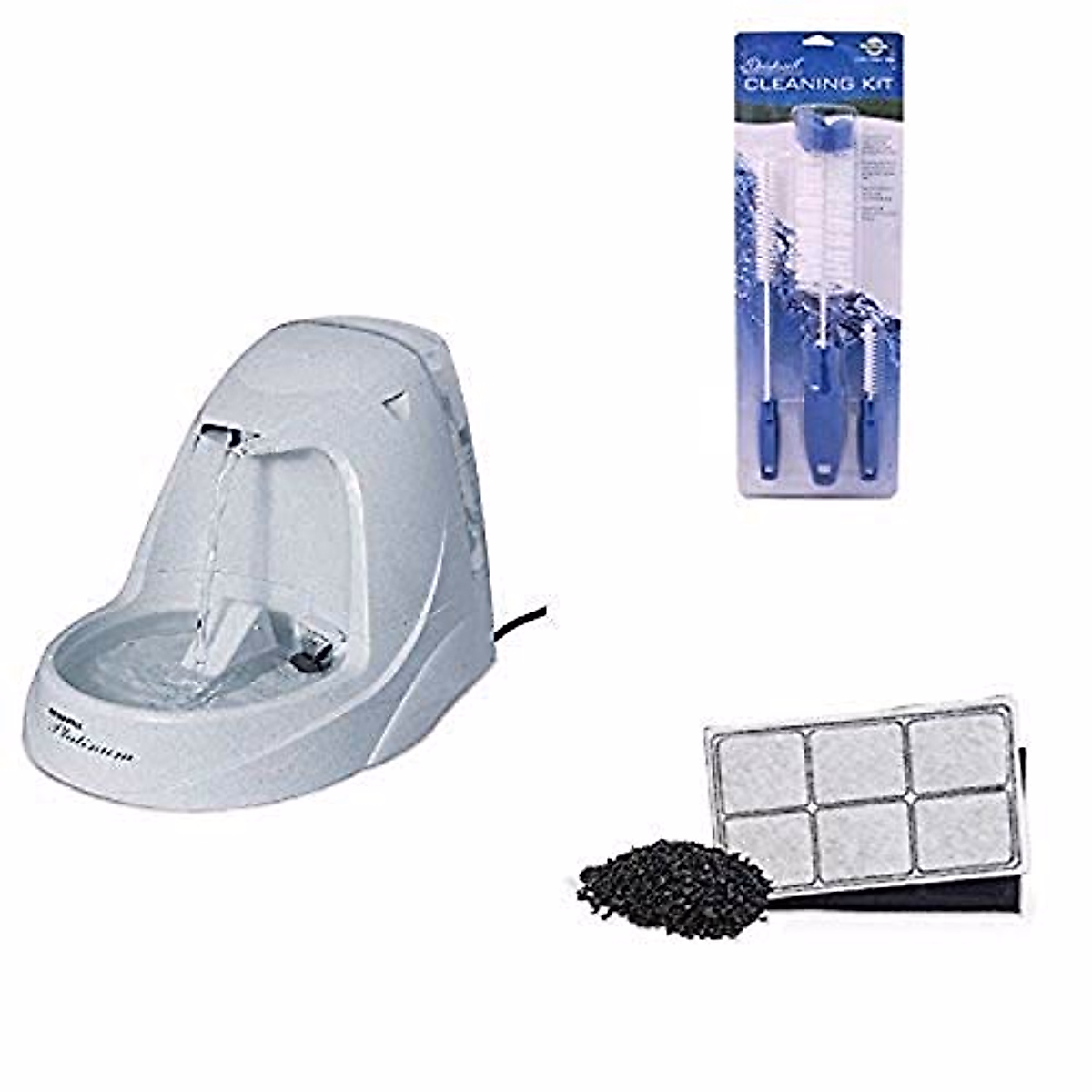 PetSafe Drinkwell Platinum Pet Fountain, 3 Replacement Filters, and Cleaning Kit Bundle