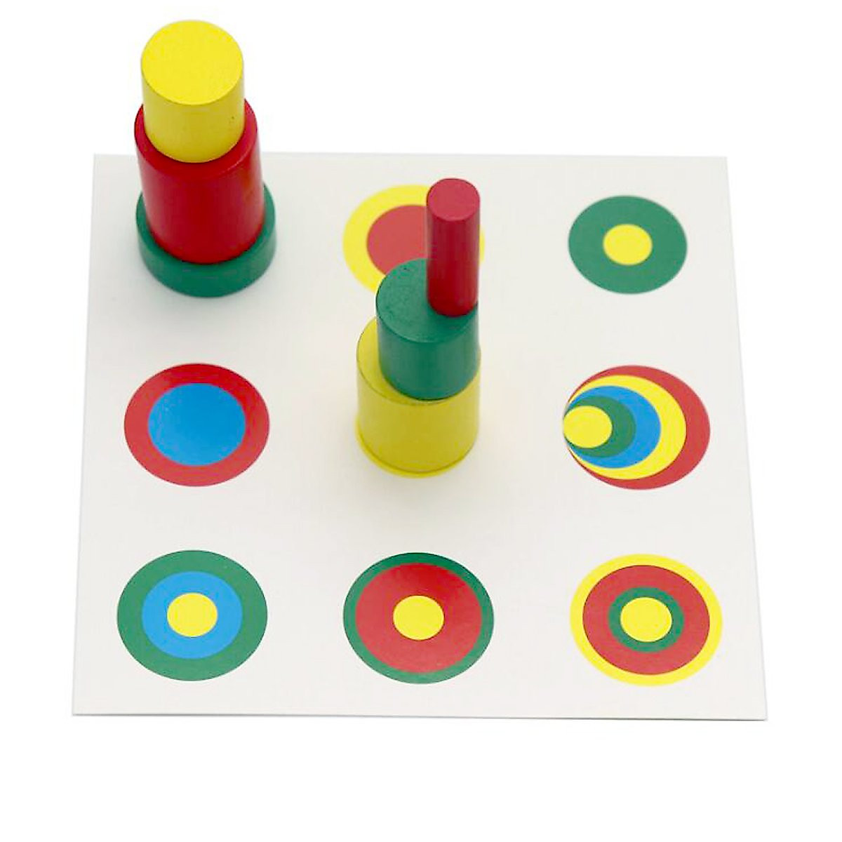 Montessori Colored Cylinders With Control Cards Kids Wooden Knobless Blocks Shape & Color Recognition Material Toys (Colored Cylinders With Control Cards)