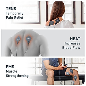 Pure Enrichment® PurePulse™ Trio TENS & EMS Muscle Stimulator + Heat - Electronic Pulse Massager with 9 TENS Modes, 7 EMS Modes, 2 Heat Settings, Advanced Relief for Back, Neck, and Shoulder Pain