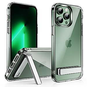 CEDO Kickstand Case for iPhone 13 Pro Max, 3-Way Mode Built-in Metal Stand Phone Case, Mil-Grade Shockproof Bumper, Transparent Acrylic & Slim Fit, Designed for iPhone 13 Pro Max, Crystal Clear